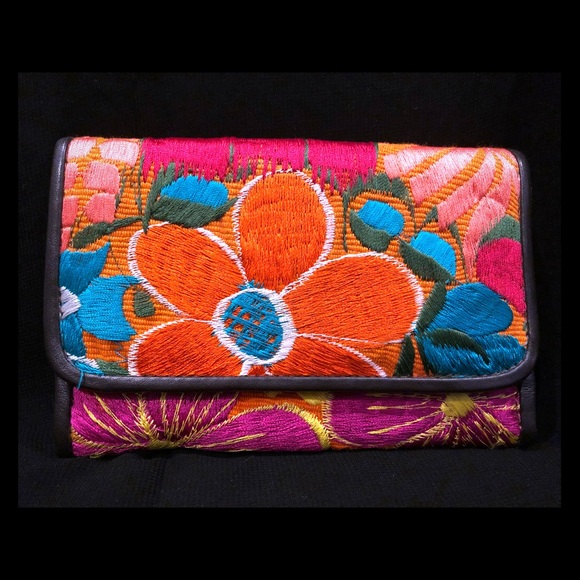 Bags | Cute Black Letter Wallet With Mexican Textile | Poshmark